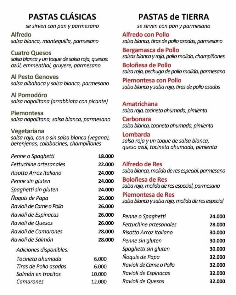 Menu at Biagio Braceria Italiana pizzeria, Ibagué