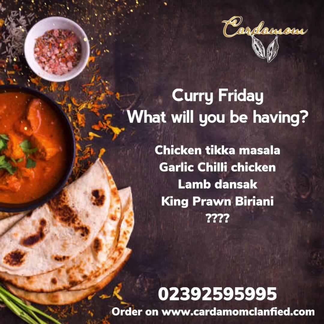 Menu at Cardamom restaurant, Clanfield