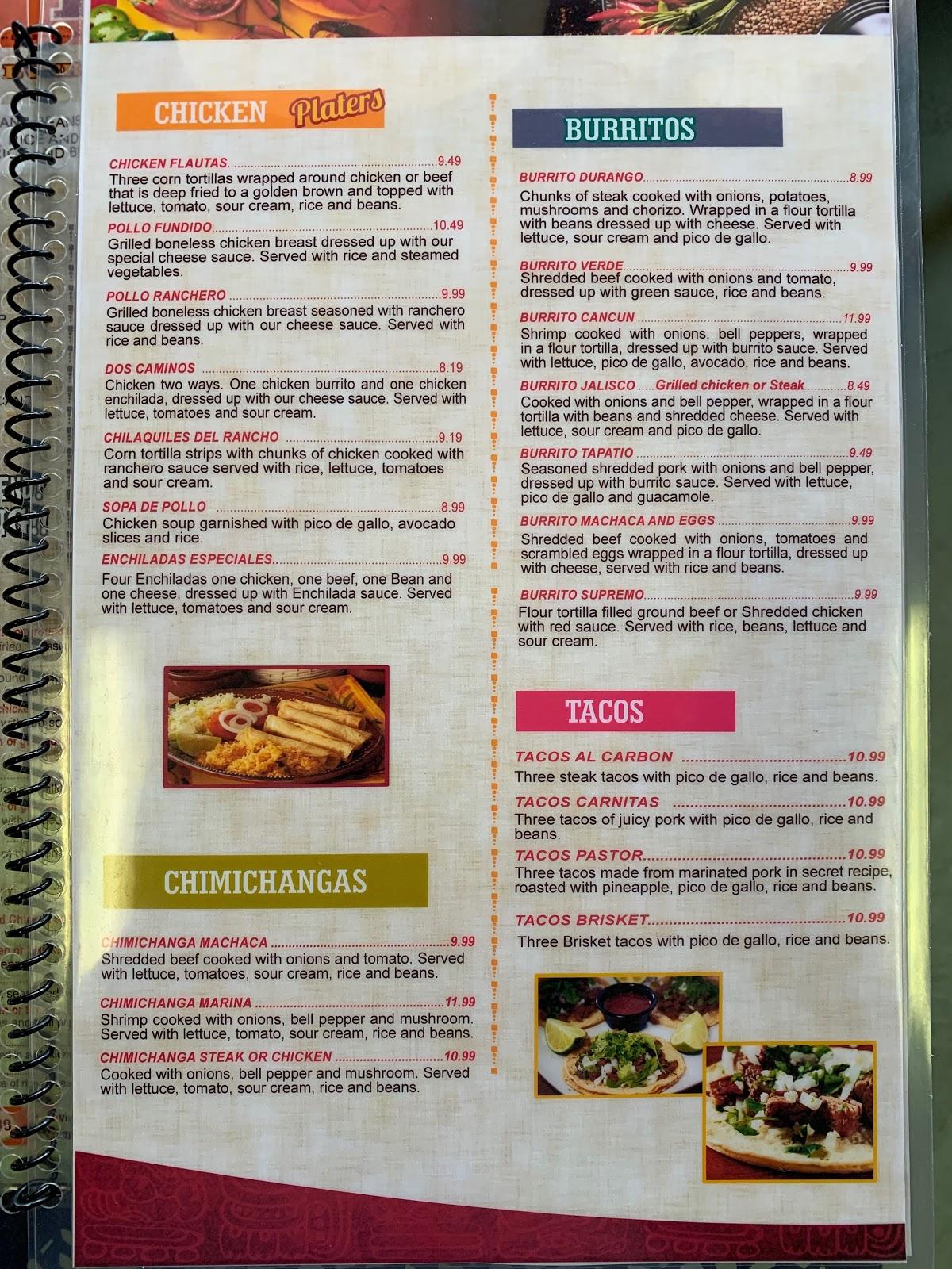 Menu at Los Reyes Mexican Grill restaurant, Hueytown