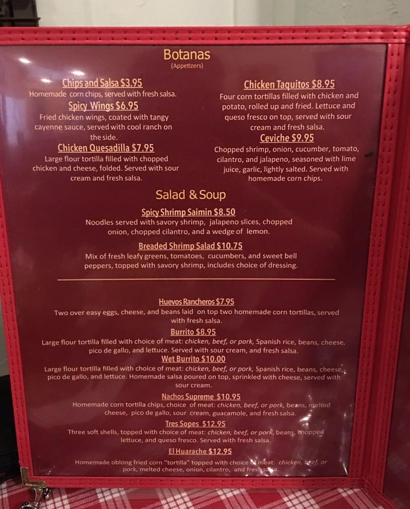 Menu at Manny's Kitchen restaurant, Captain Cook
