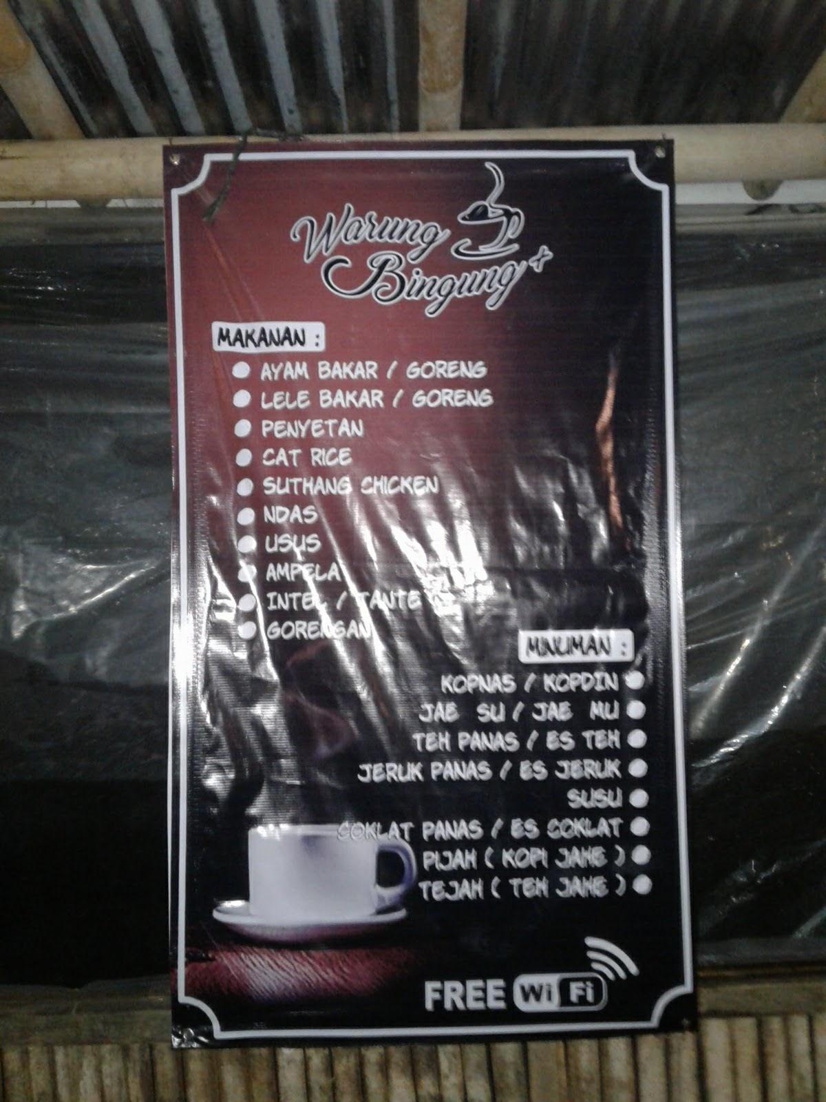 Menu at Angkringan hafif cafe, Banjararum