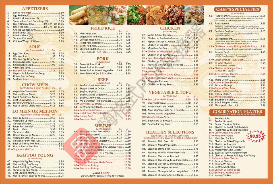 Menu at Asian Spice restaurant, Woodstock
