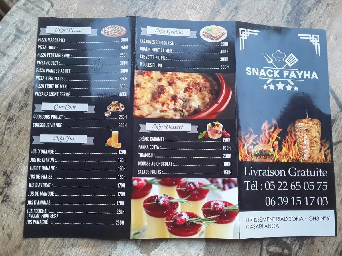 Menu at Café Fayha pub & bar, Casablanca