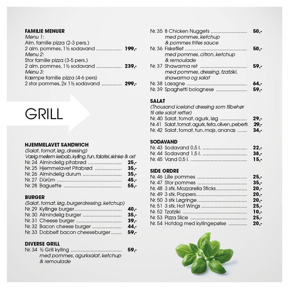 Menu at In-N-Out Pizza & Shawarma House restaurant, Odense