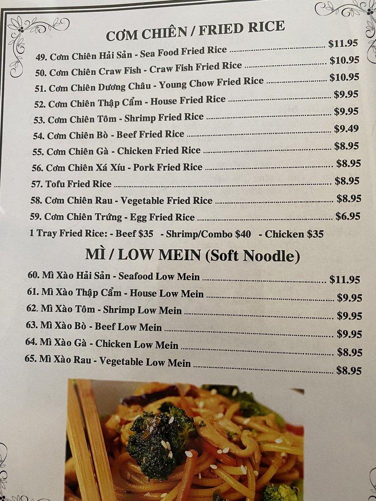 Menu at Pho KC restaurant, Wichita