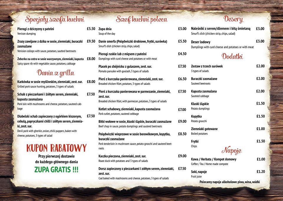 Menu at Restauracja BIDA UK restaurant, Slough