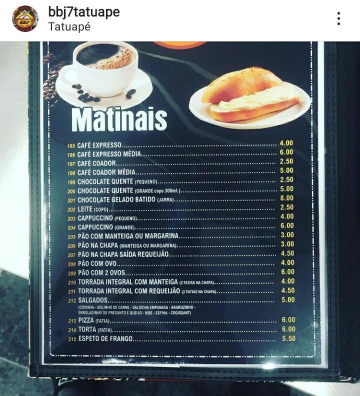 Menu em BBJ TATUAPÉ restaurante, São Paulo