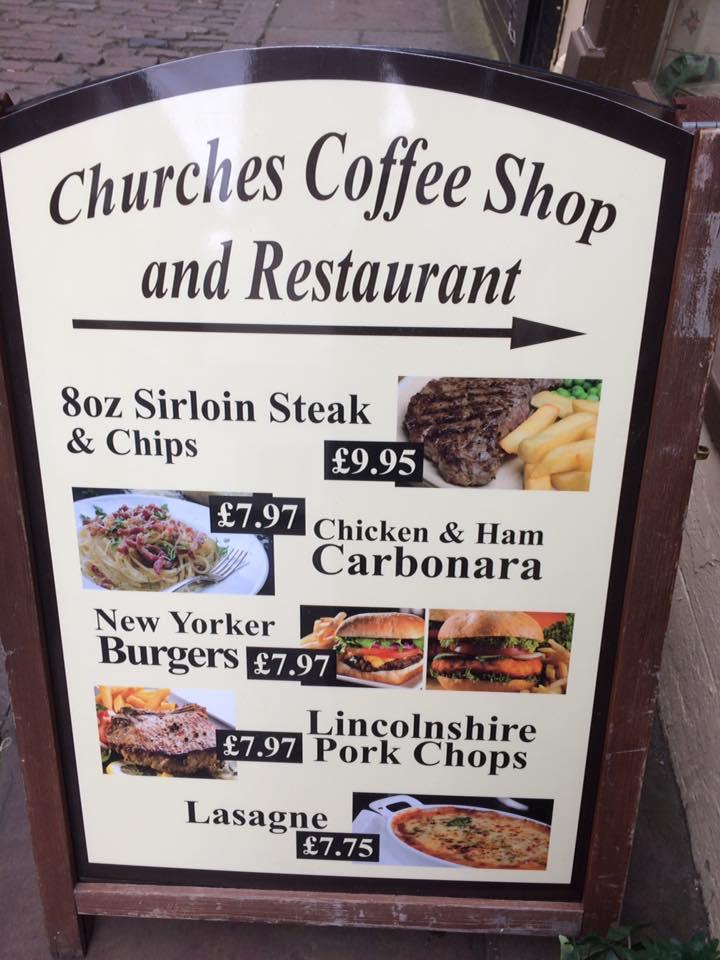 Menu at Churches Restaurant, Boston