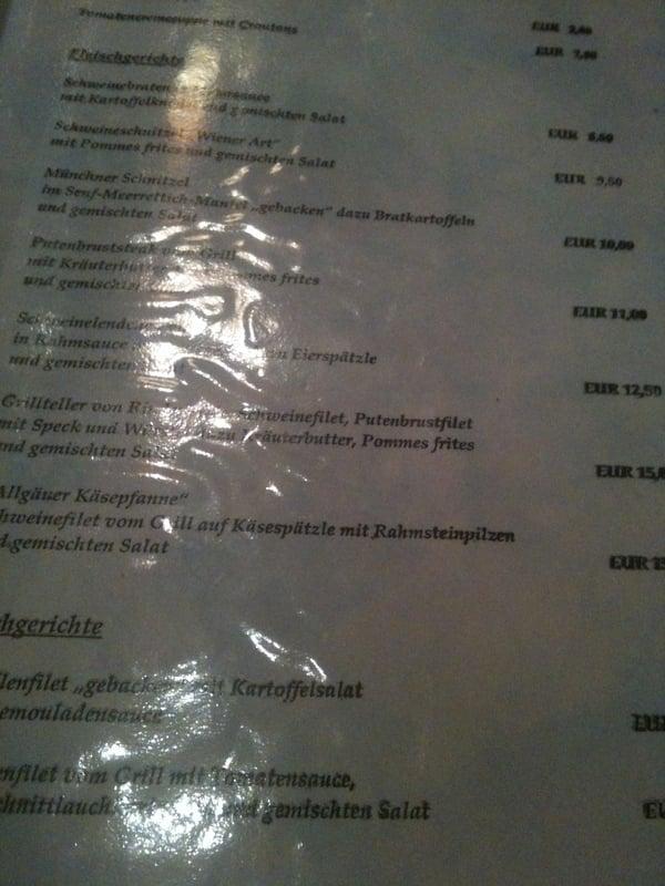 Menu at Gasthaus Göbl cafe, Puchheim