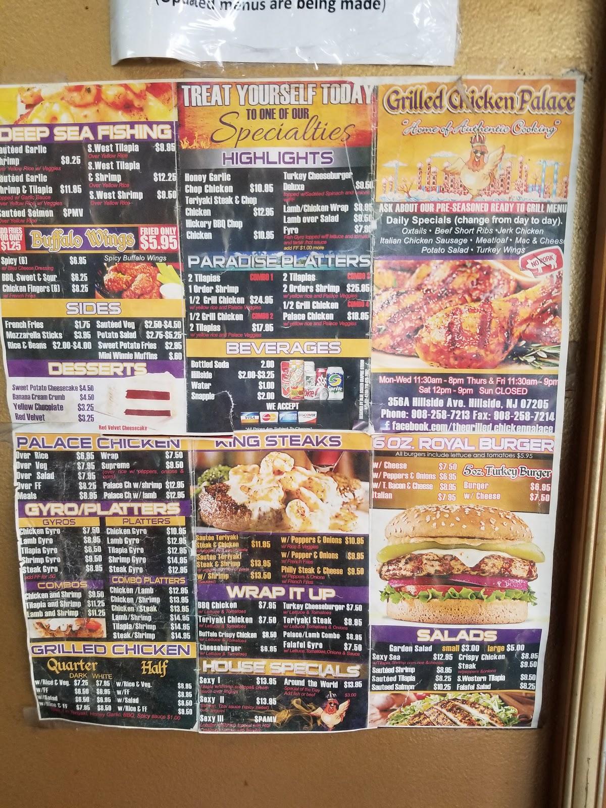 Menu at Grilled Chicken Palace restaurant, Hillside