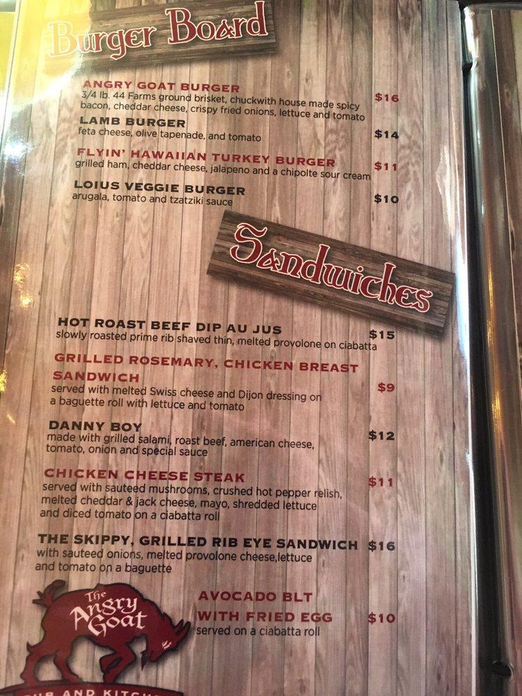 Menu at The Angry Goat Pub N Kitchen, Ogden