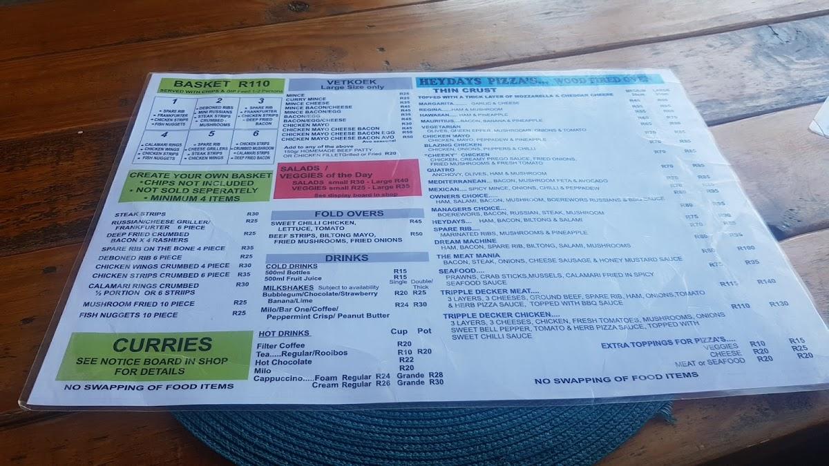 Speisekarte von Heyday's Take Aways @ Rayton restaurant, Rayton
