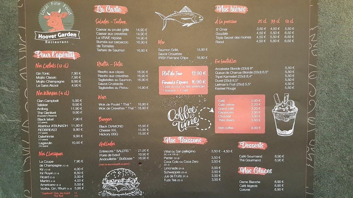 Menu at Hoover Garden restaurant, Lille
