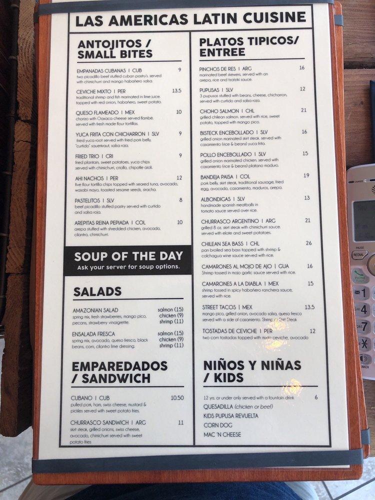 Menu at Las Americas Latin Cuisine restaurant, Brenham