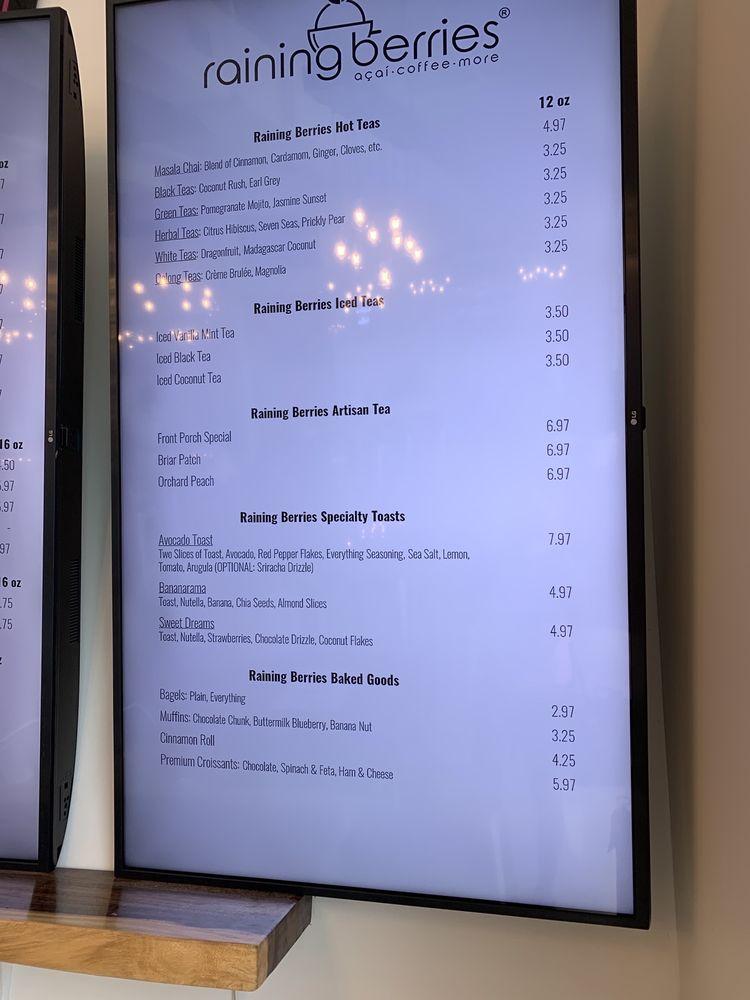 Menu at Raining Berries pub & bar, Lutz