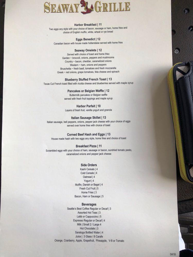 Menu at Seaway Grille restaurant, Clayton