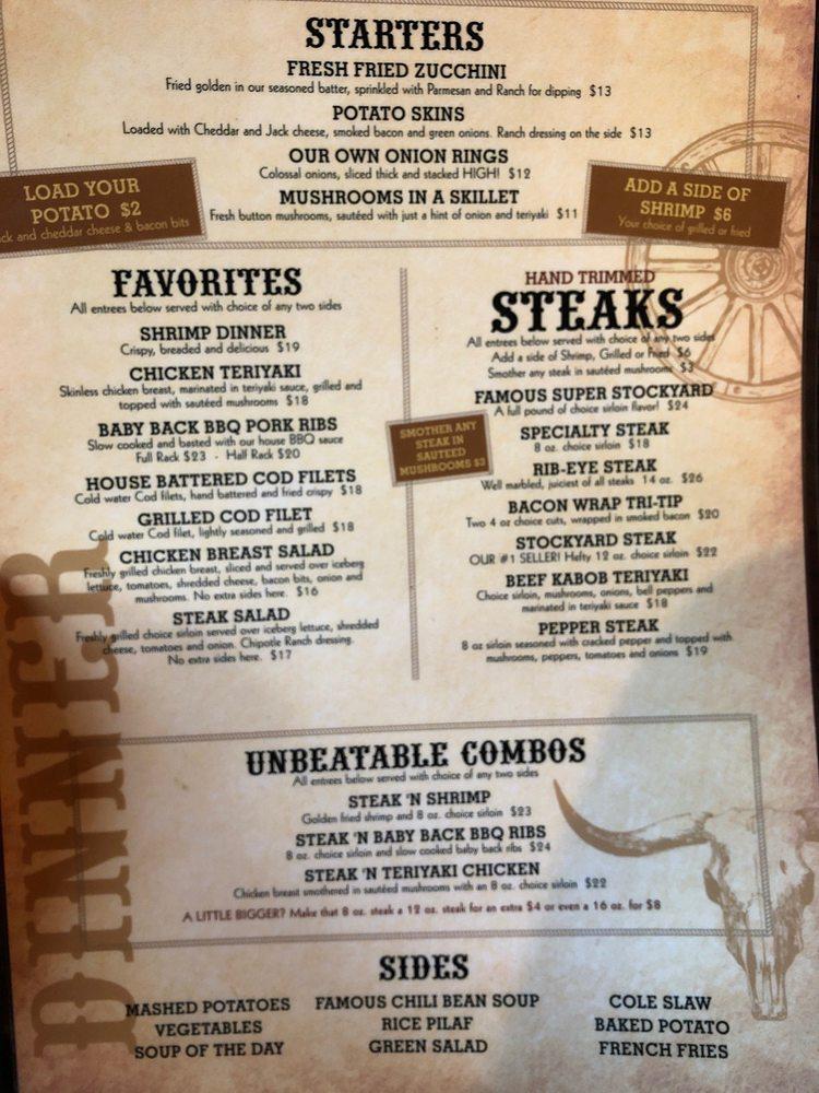 Menu at Steer N' Stein of Cucamonga steakhouse, Rancho Cucamonga