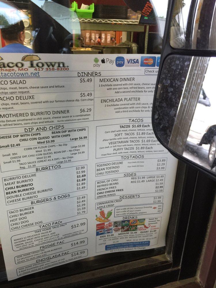 Menu at Taco Town restaurant, Carthage, Fairlawn Ave