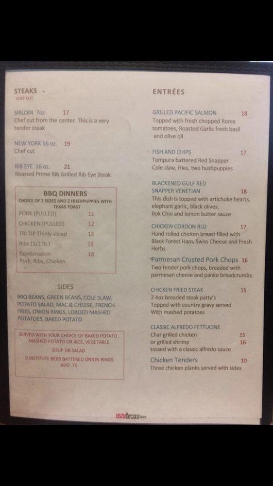 Menu at Twin Valleys Smoky Mountain BBQ, USA