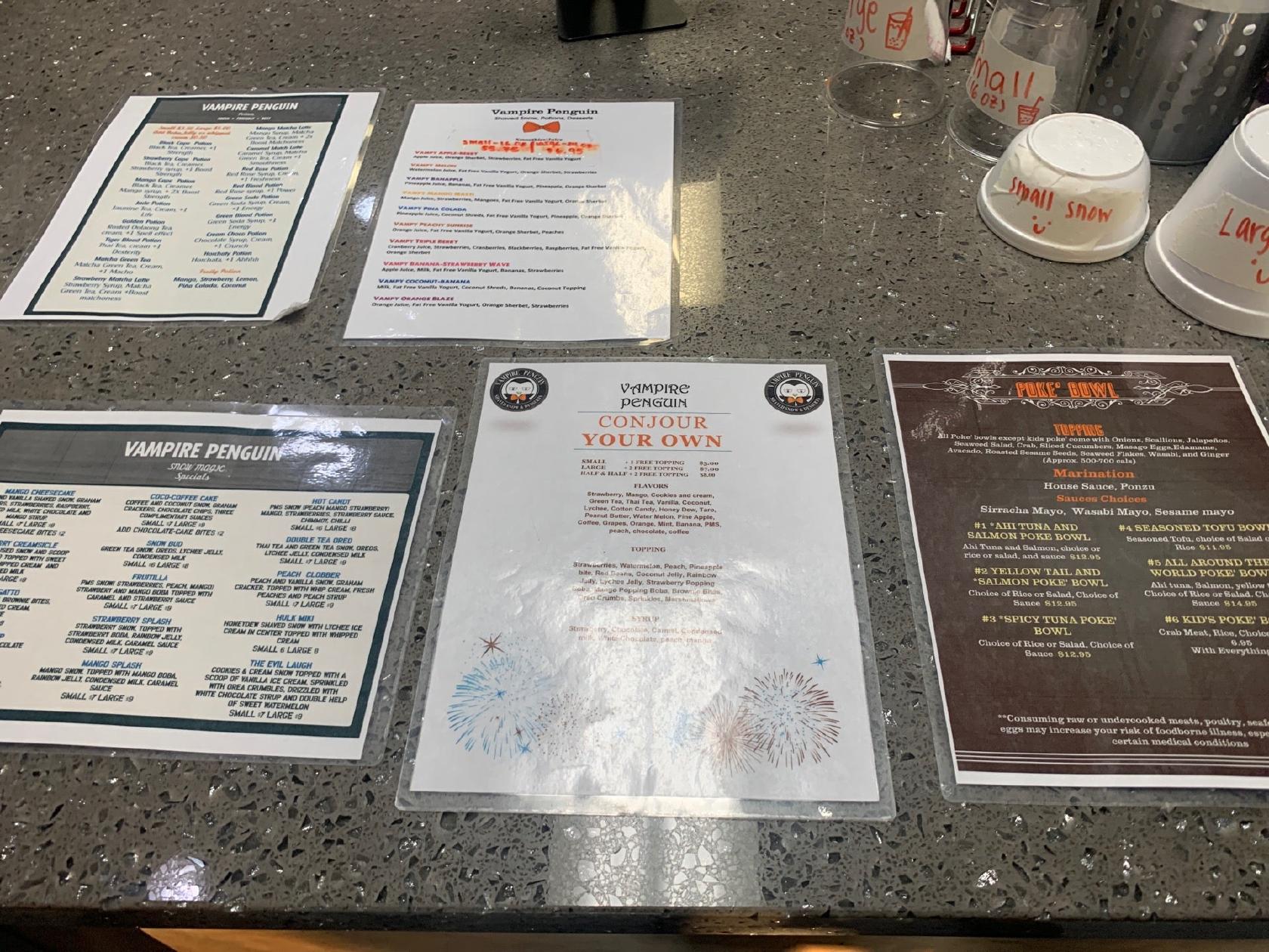 Menu at Vampire Penguin Granite Bay desserts, Granite Bay