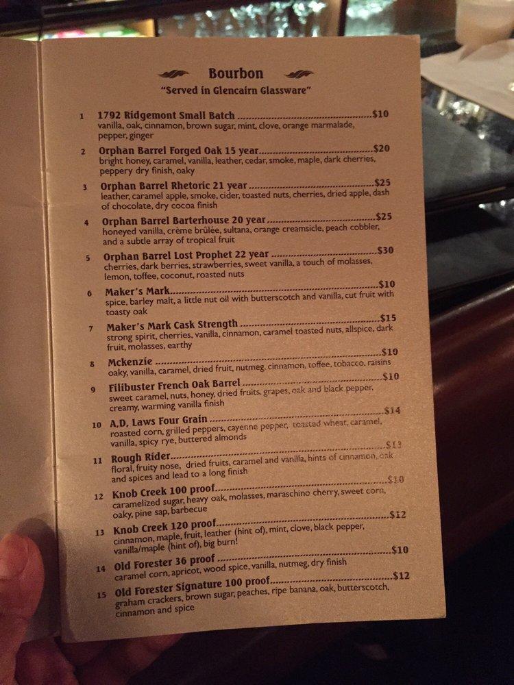Carta de parrilla Amber Steak House, Nueva York