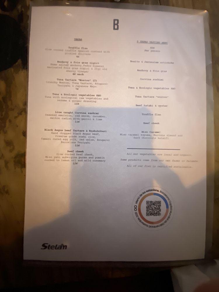 Menu at Brugarol Barcelona, Barcelona