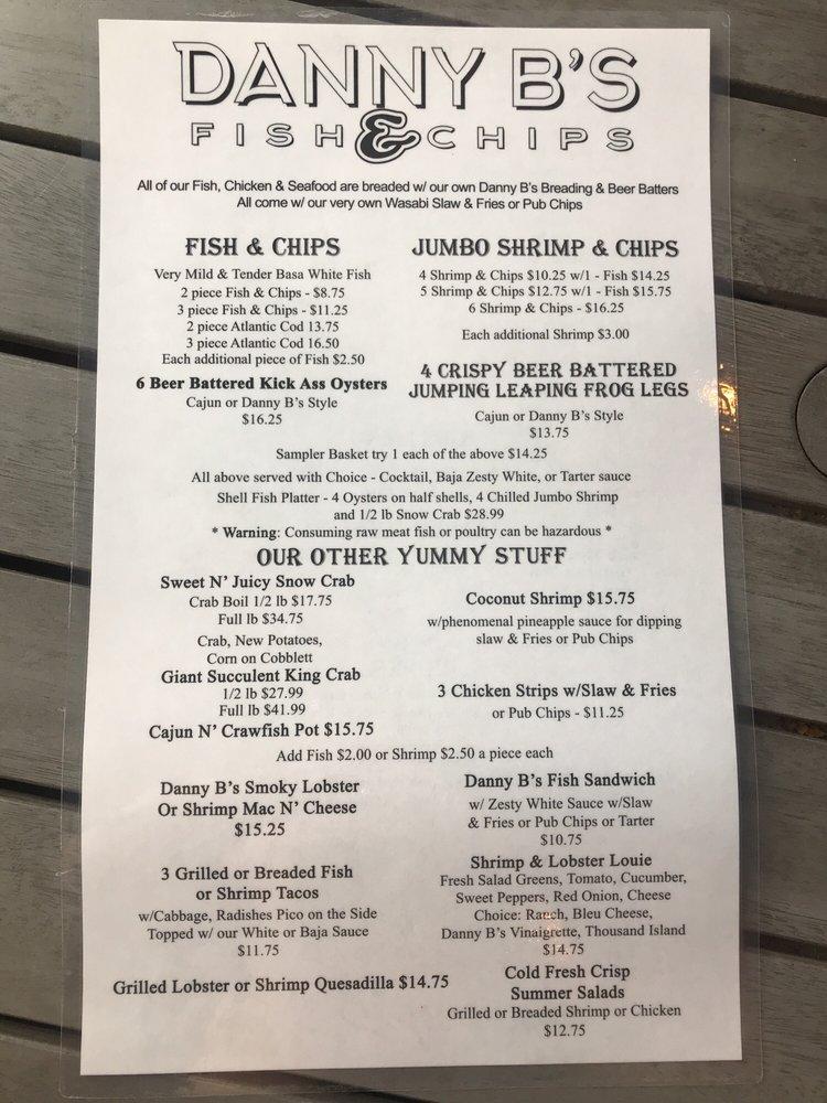 Menu at Danny B's Fish and Chips restaurant, Chino Valley