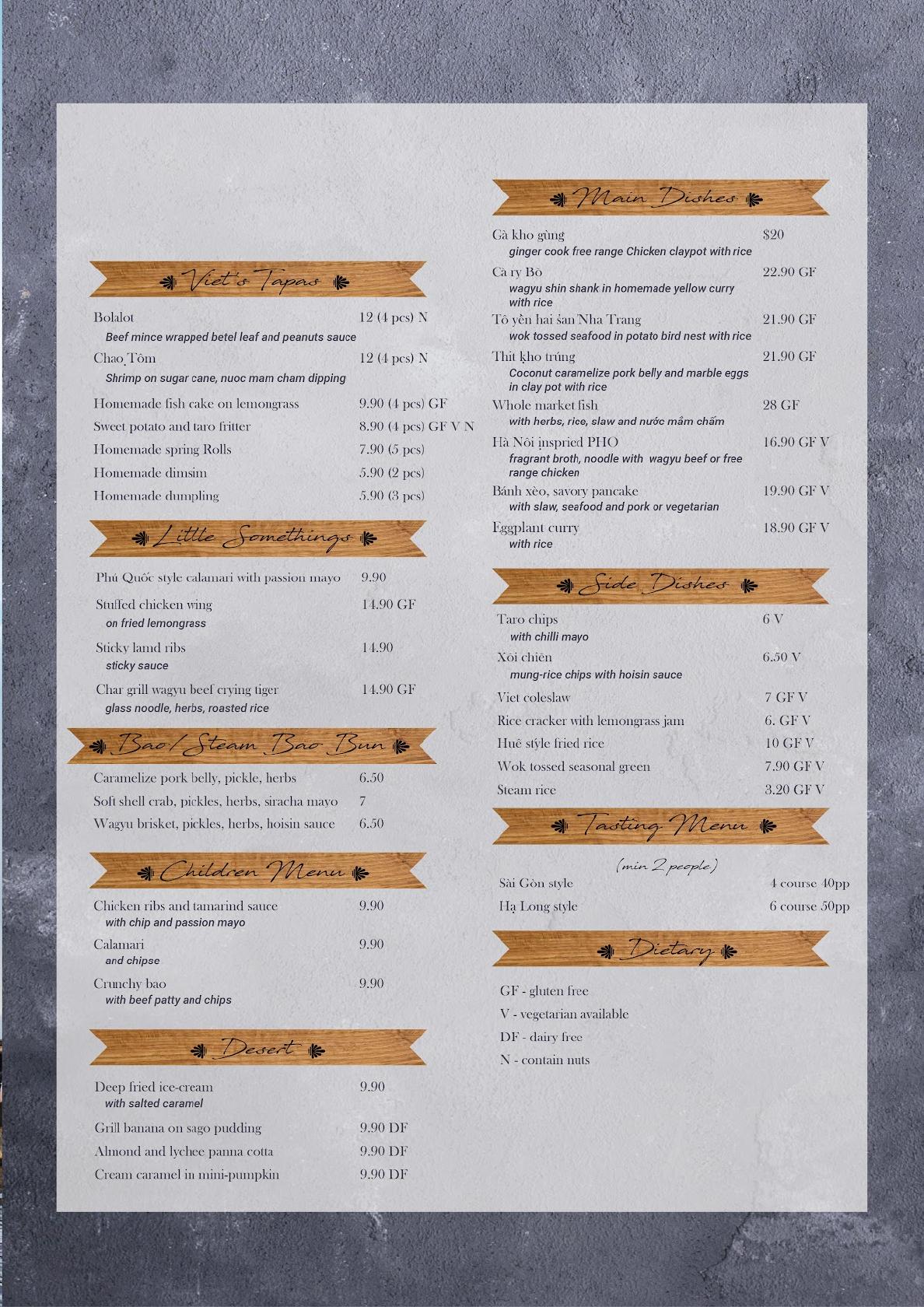Menu at Le Feu Dining Mornington Cuisine GF restaurant, Mornington, 10 ...