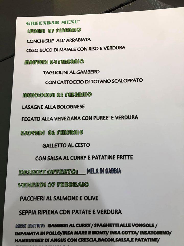 Menu da Green Bar, Manno, Via Cantonale