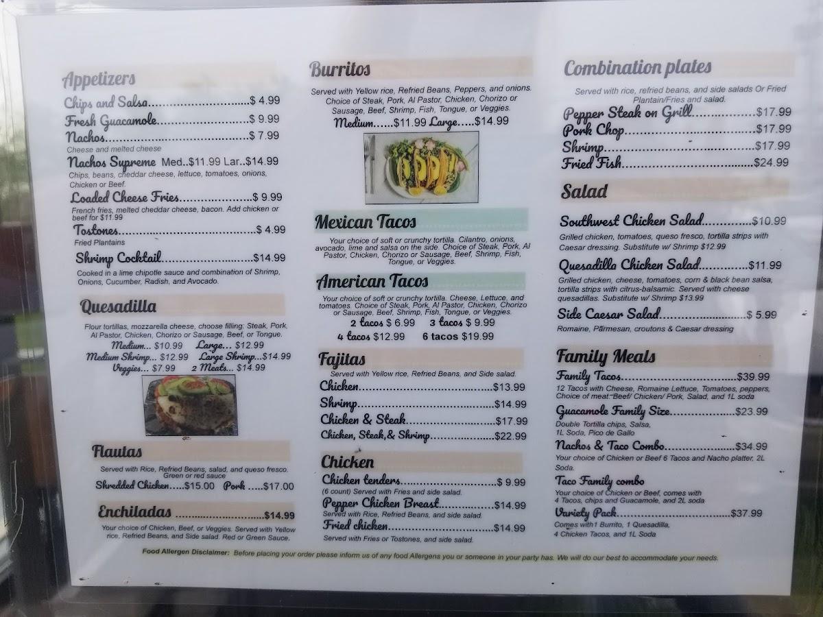 Menu at House of Tacos restaurant, Mount Joy