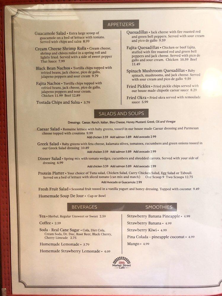 Menu at Market Street Cafe, Tomball