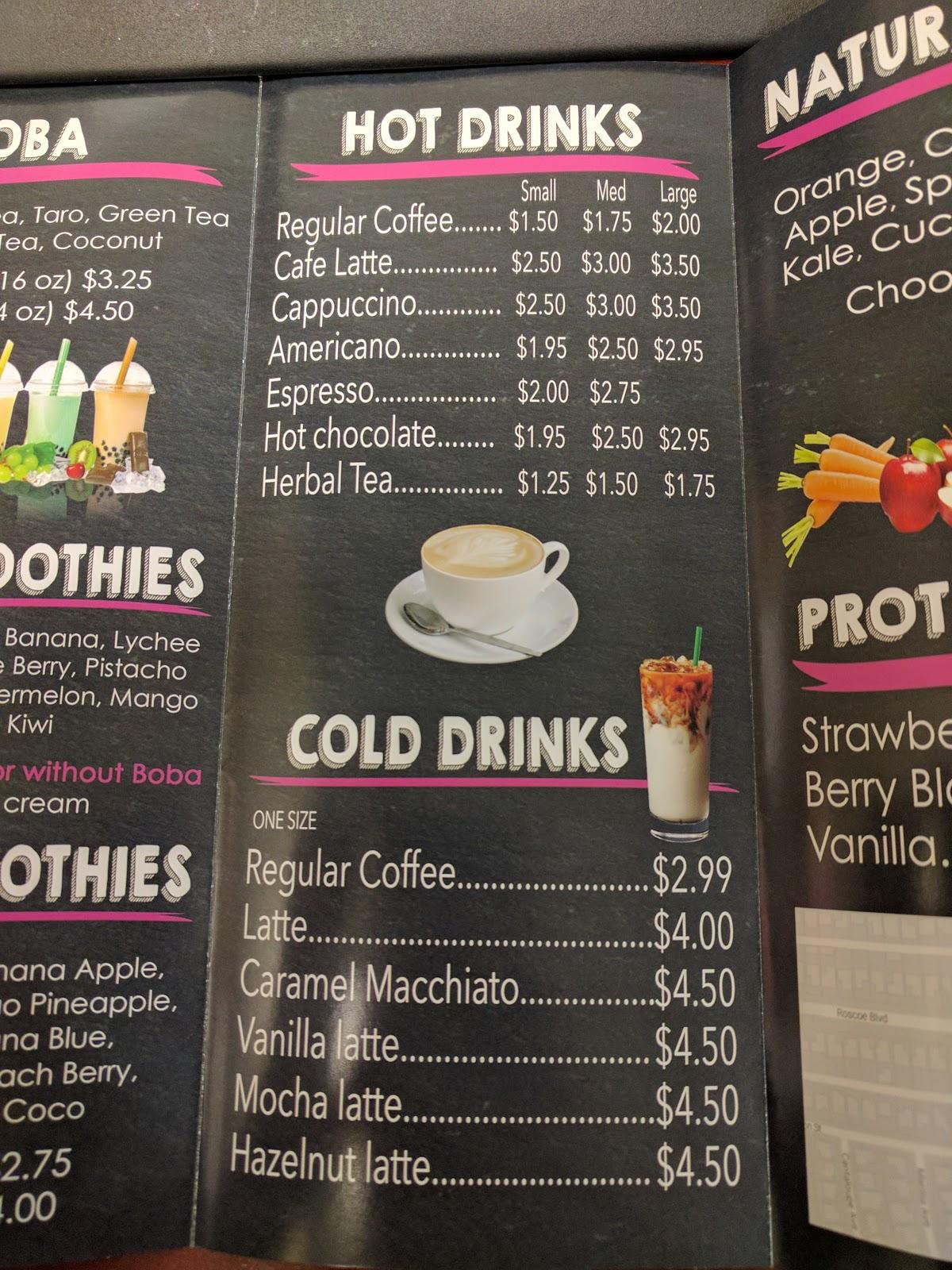 Menu at Michelle's Donuts cafe, Los Angeles, 1/2 Roscoe Blvd