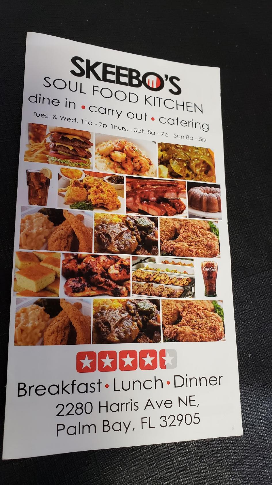 Menu at Skeebos BBQ, Palm Bay