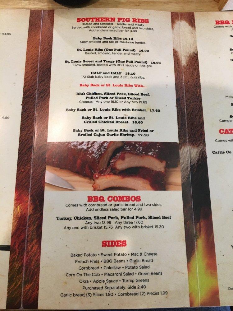 Menu at Southern Pig & Cattle Co. Stuart BBQ, Stuart