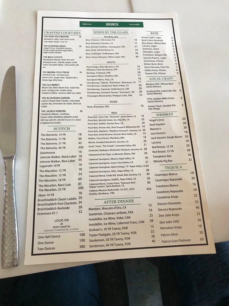 Menu at Cast & Plow restaurant, Marina del Rey