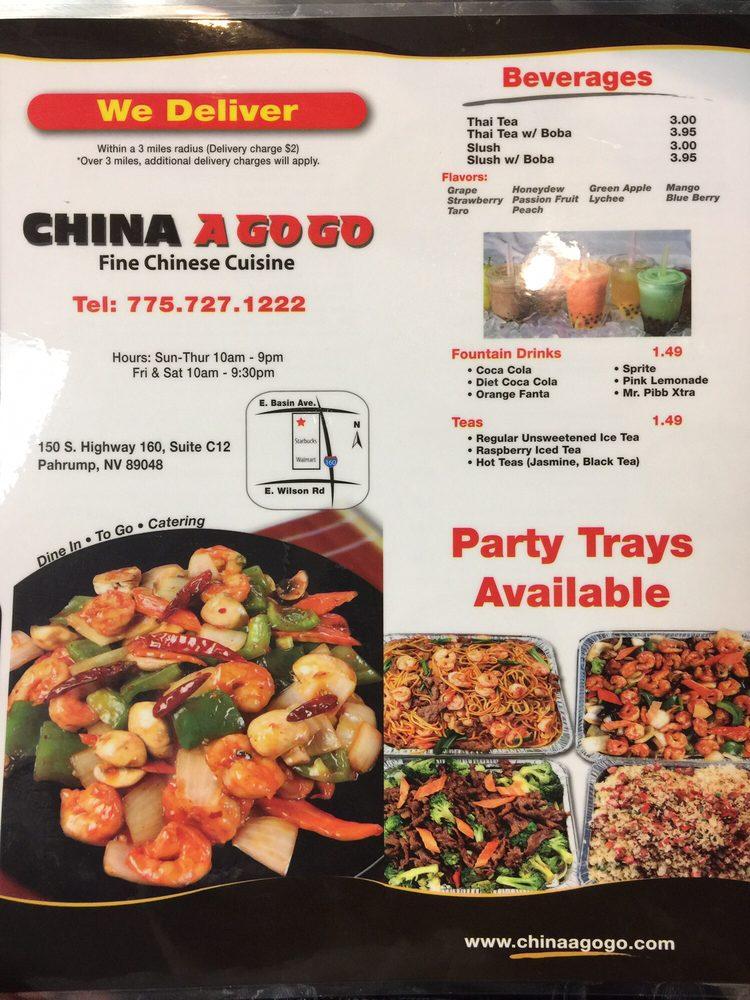 Menu at China A Gogo restaurant, Pahrump
