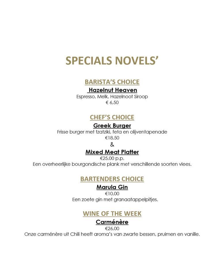 Menu at Novels Zaandam, Zaandam