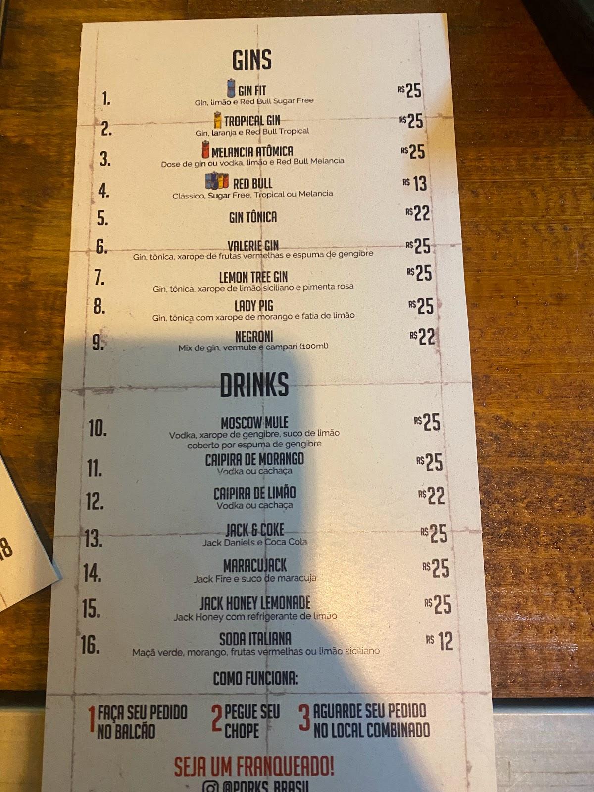 Menu em Porks - Ponta Grossa pub & Bar, Ponta Grossa