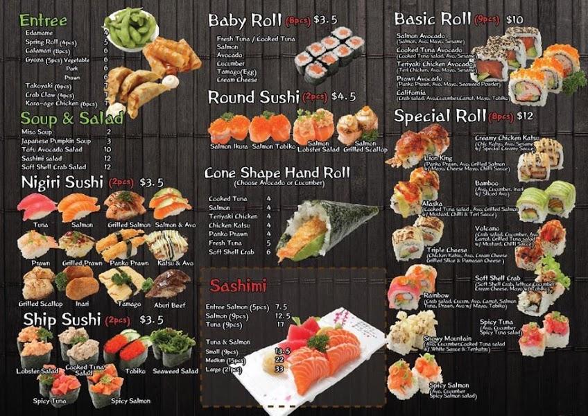 Menu at Sushi Arasi restaurant, Edens Landing