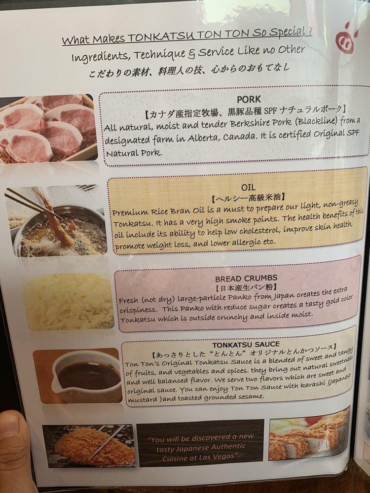 Menu at TON TON Katsuya restaurant, Las Vegas
