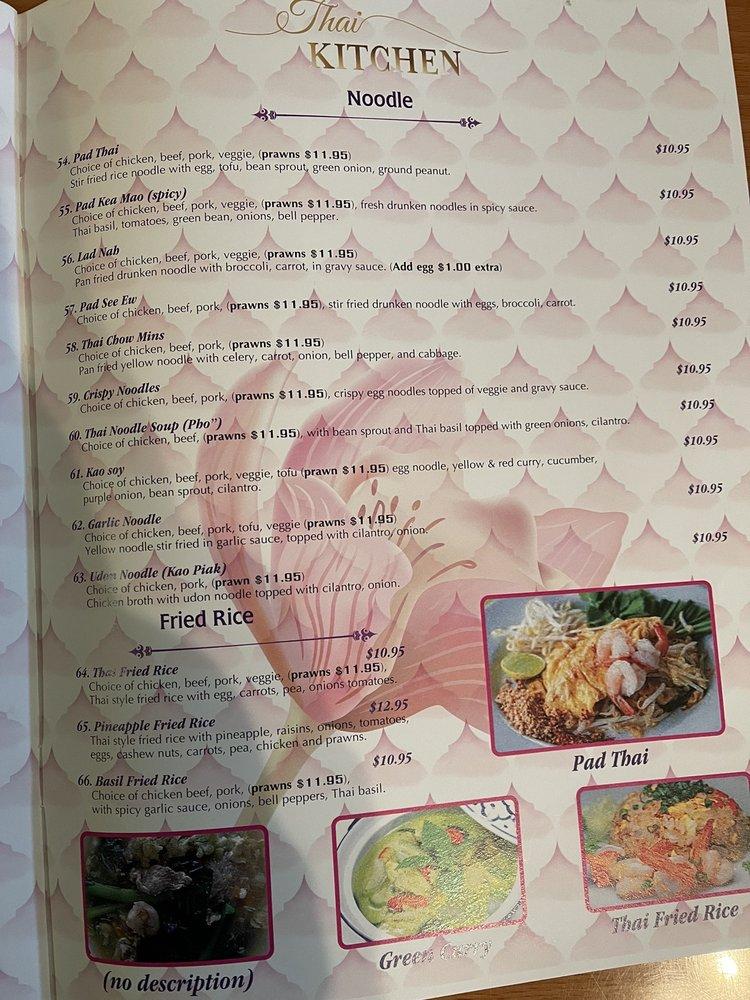 Menu at Thai Kitchen restaurant, Lodi