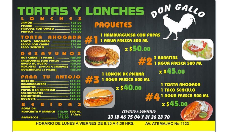 Carta del restaurante Tortas y Lonches Don Gallo, Zapopan