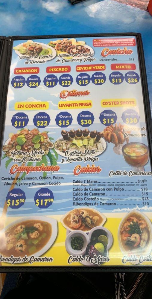 Carta del restaurante Mariscos El Moreno, Lynwood, Atlantic Ave