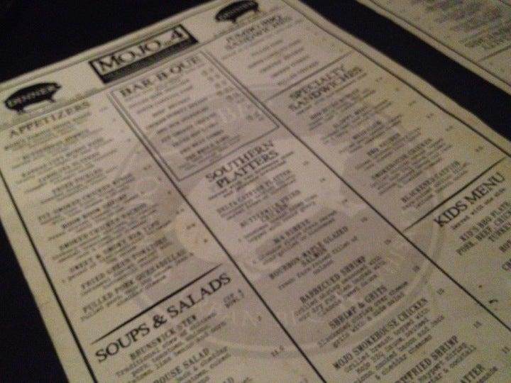 Menu at Mojo No. 4, Urban BBQ Whiskey Bar, Jacksonville