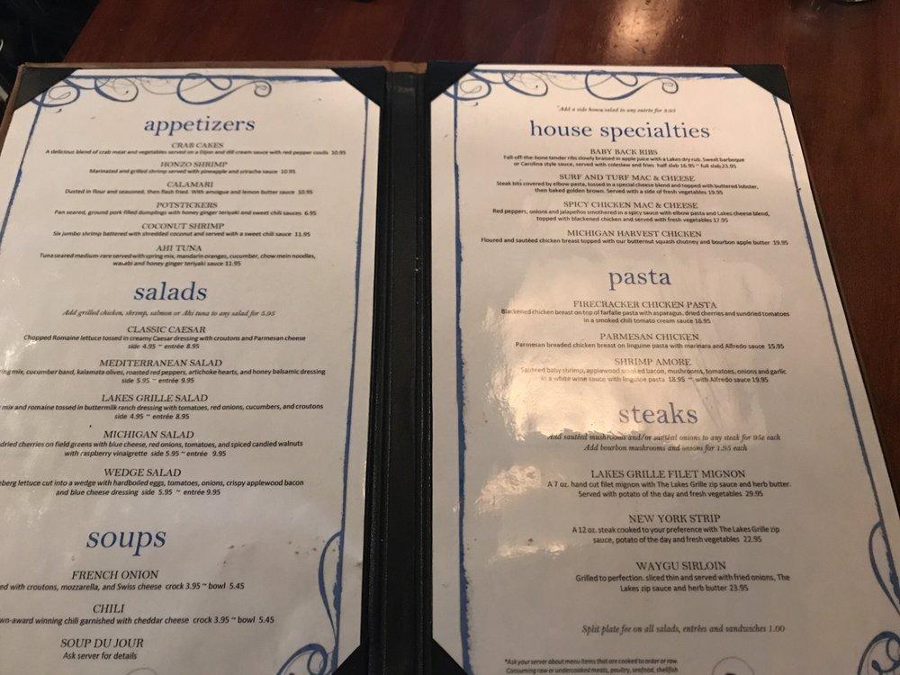 Menu at The Lakes Bar & Grille, Commerce Charter Township