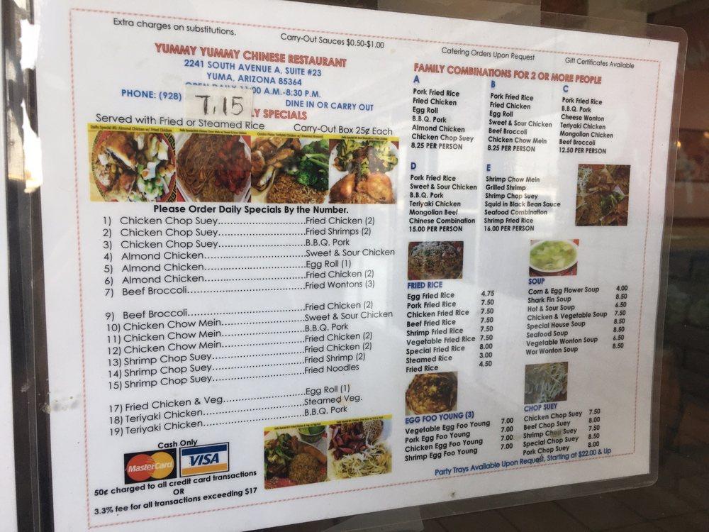 Menu at Yummy Yummy restaurant, Yuma, S Avenue A # 23