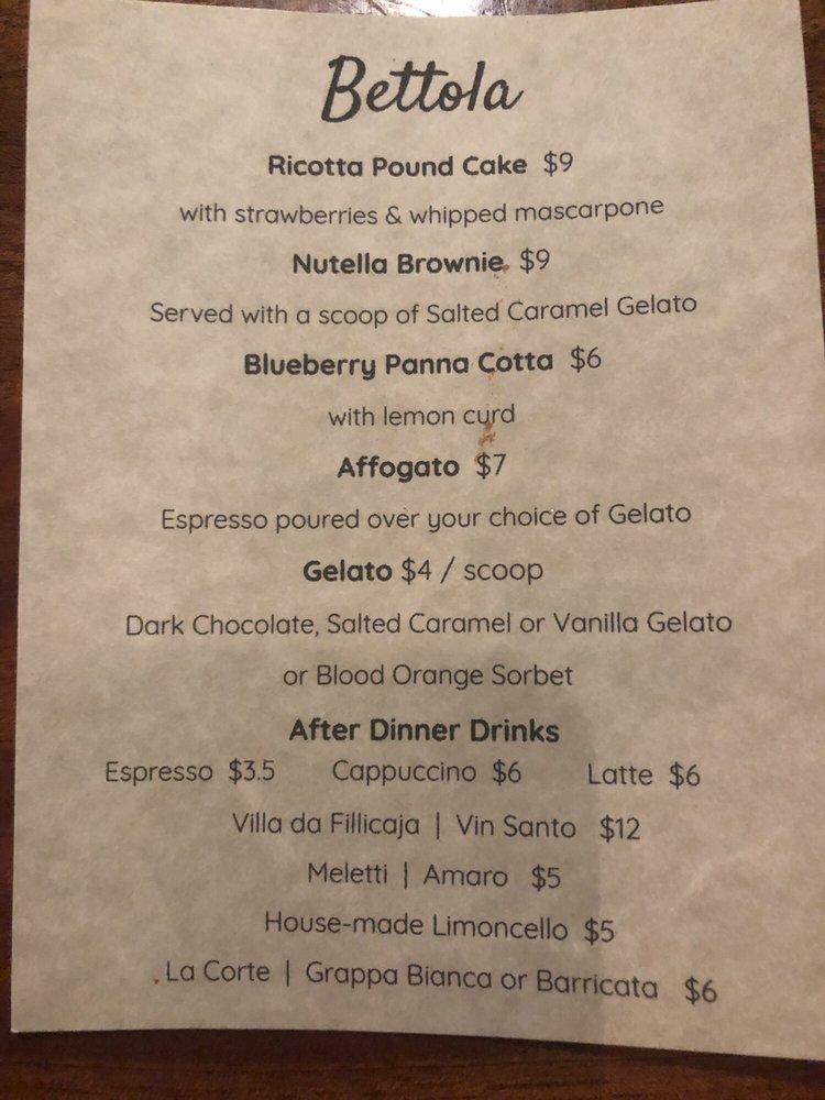 Menu at Bettola Bistro pub & bar, Aurora
