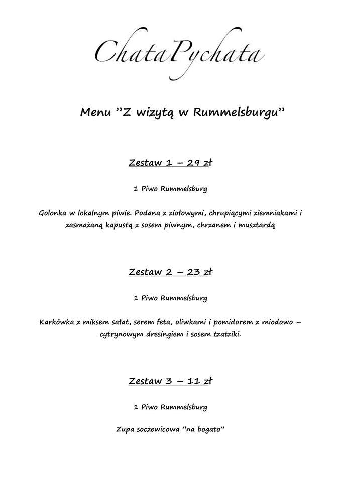 Menu at Chata Pychata restaurant, Miastko