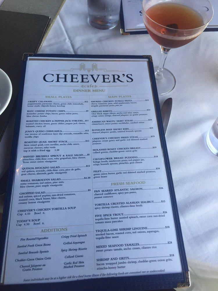 Menu at Cheever's Cafe, Oklahoma City