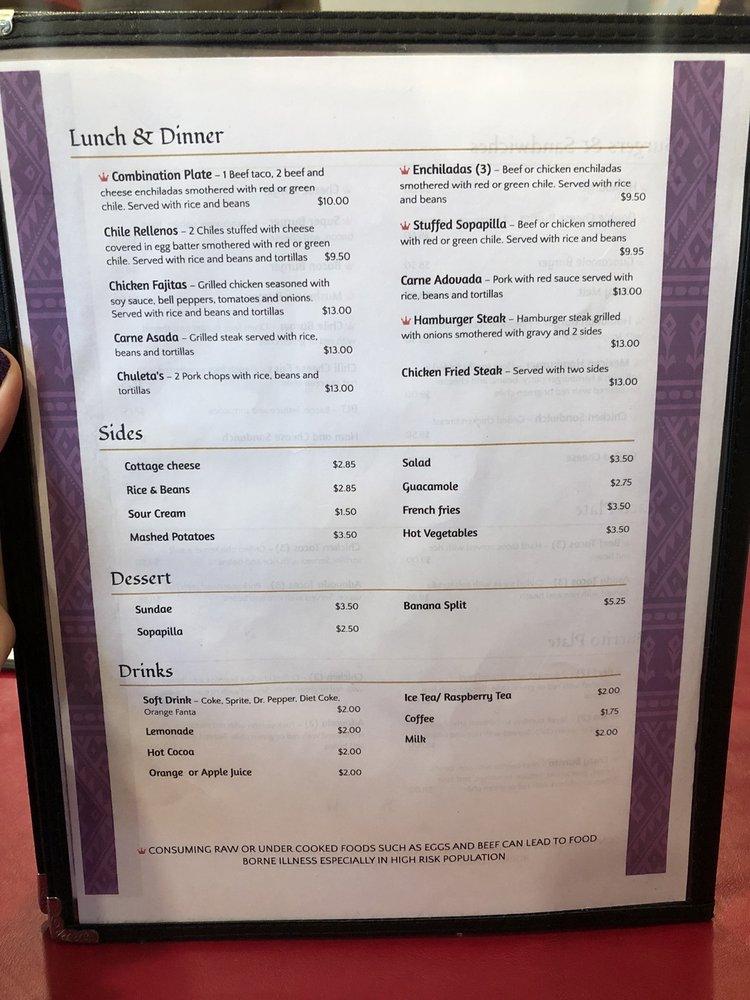 Menu at Crazy Corner Cafe, Alamosa